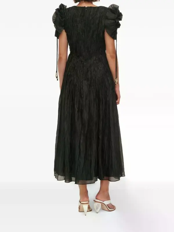 Aje Angeli Pintuck Puff Sleeve Midi Dress