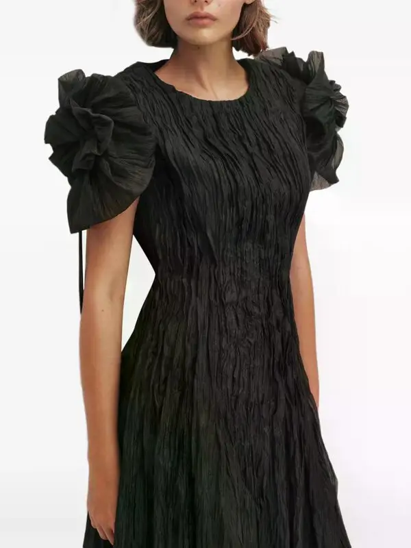 Aje Angeli Pintuck Puff Sleeve Midi Dress