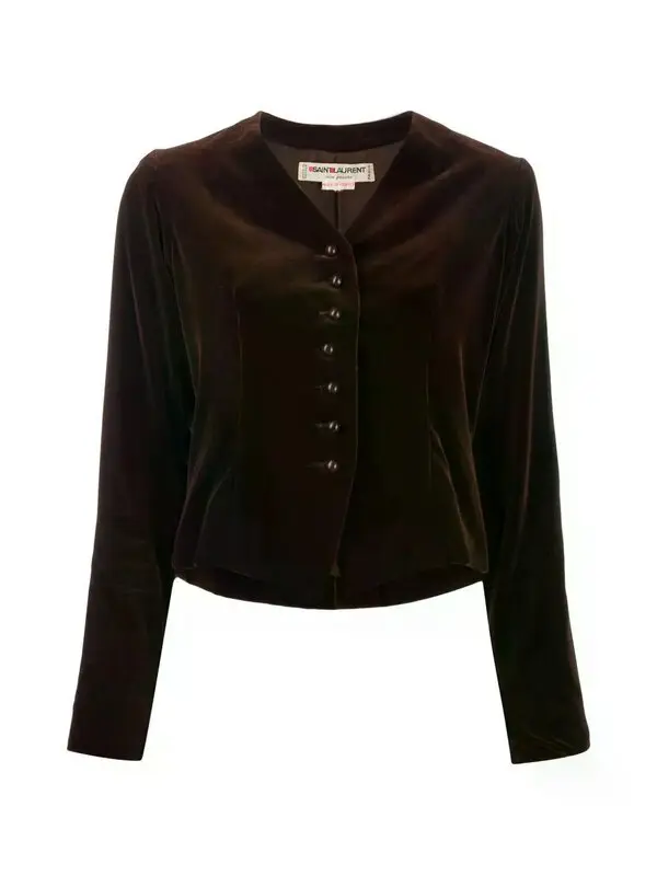 Saint Laurent Velvet Buttoned Jacket - Brown