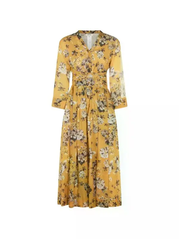 Max Mara Floral Midi Dress - Yellow