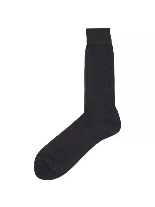 Zegna Ribbed Seam Socks - Grey