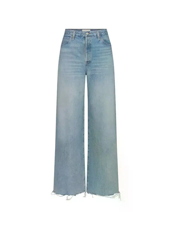 FRAME Collegiate Wide-leg Jeans With Frayed Hem - Blue
