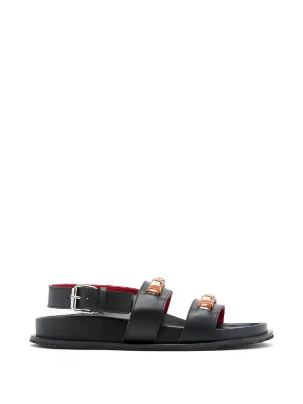 Plan C Buckle-strap Leather Sandals - Black