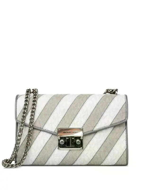 Michael Kors Striped Shoulder Bag - White