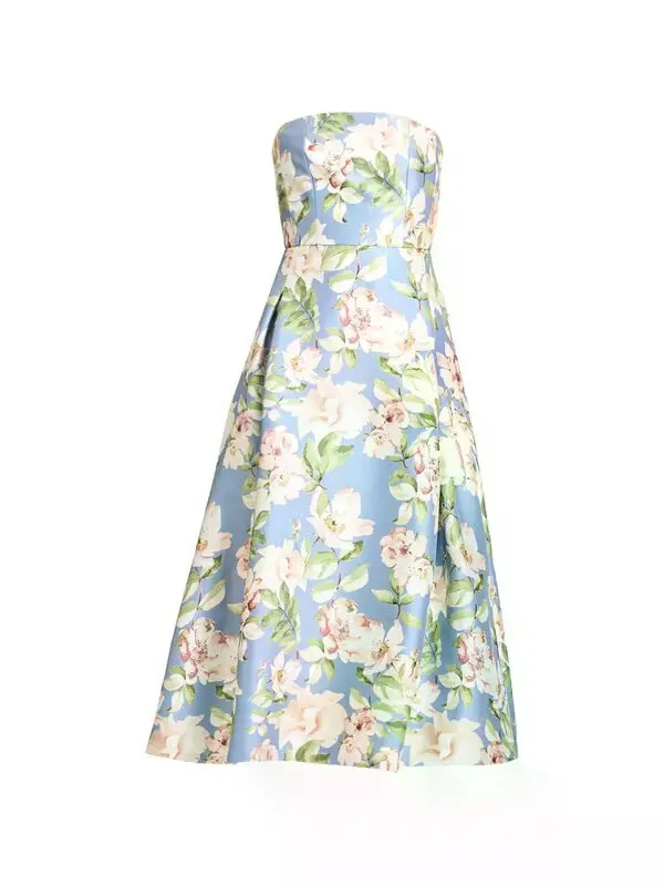 Sachin & Babi Shay Floral Strapless Midi Dress - Blue