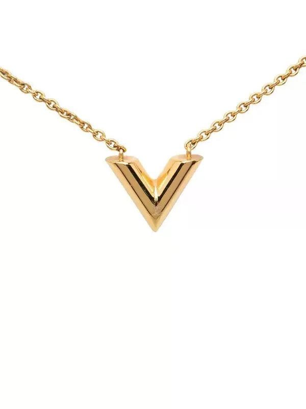 LOUIS VUITTON Essential V Pendant Necklace - Gold