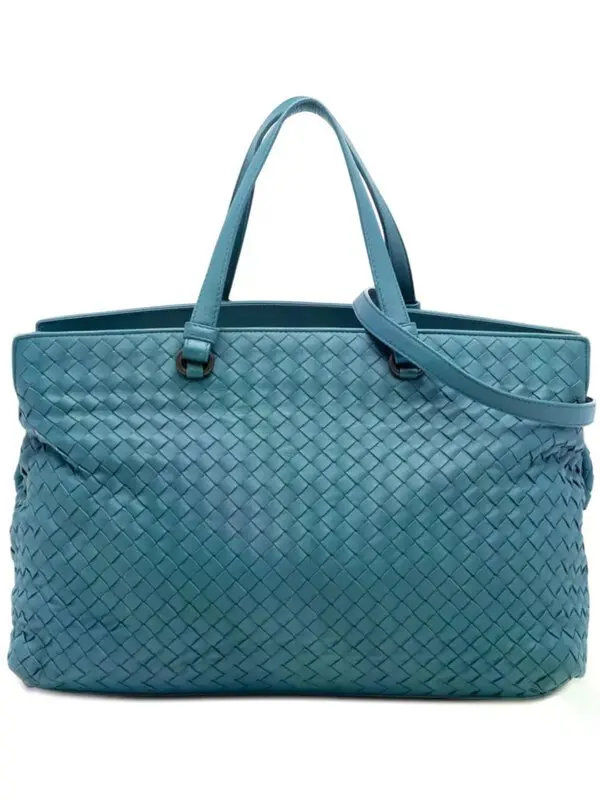 Bottega Veneta Nappa Intrecciato Accordion Satchel - Blue