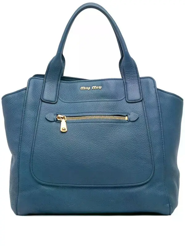 Miu Miu 2000-2015 Vitello Daino Tote Bag - Blue