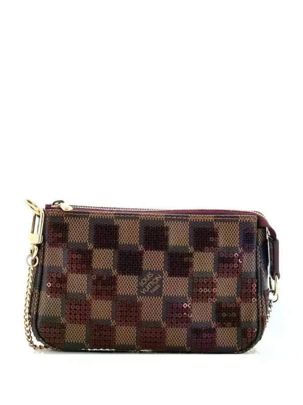 LOUIS VUITTON Pochette Accessoires Damier Paillettes Mini Clutch - Brown