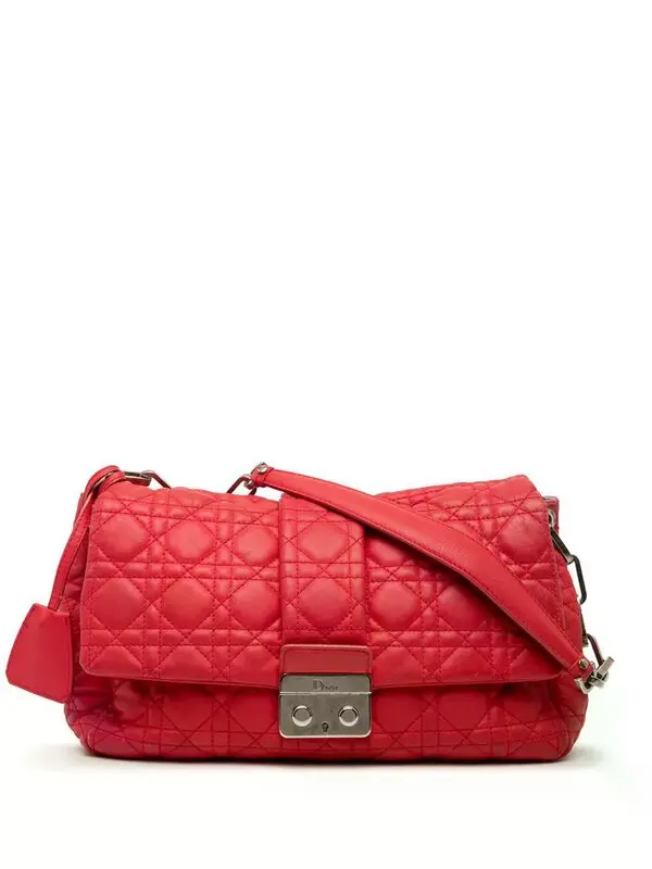 Dior 2011 Lambskin Cannage New Lock Shoulder Bag - Red