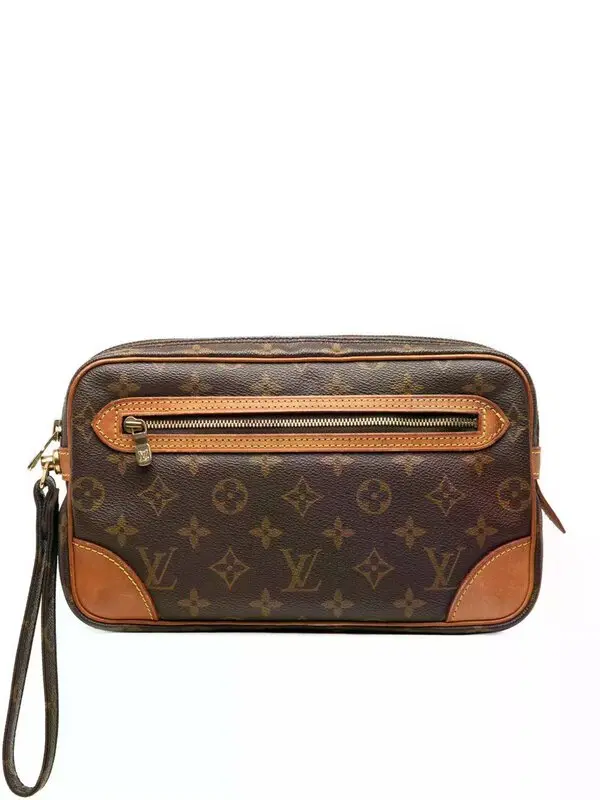 LOUIS VUITTON 1990 Monogram Marly Dragonne Gm Clutch Bag - Brown