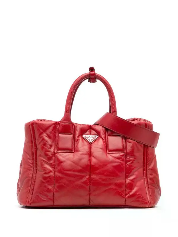 Prada 2013-2024 Nappa Bomber Satchel - Red