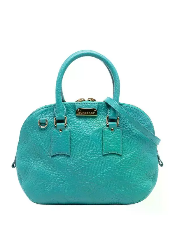 Burberry Heritage Embossed Leather Orchard Bowling Bag - Blue