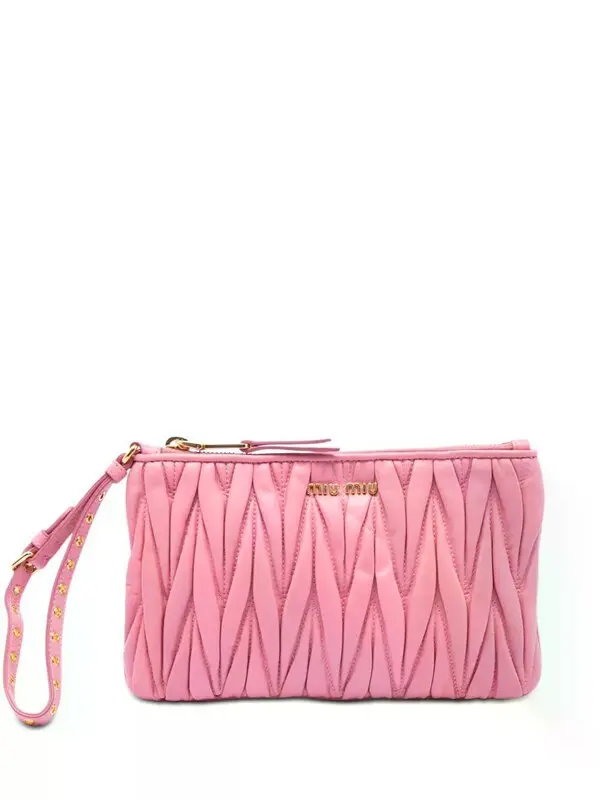 Miu Miu Matelasse Lambskin Leather Wristlet - Pink