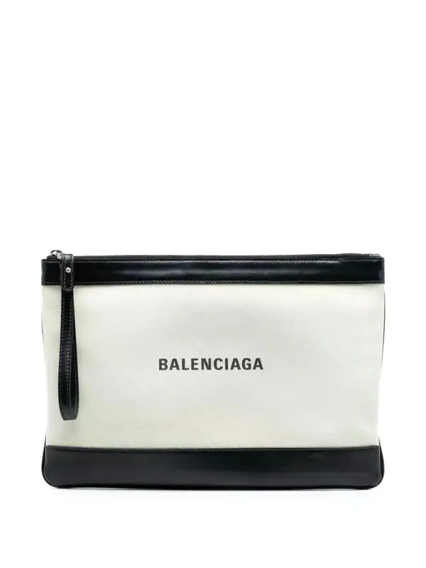 Balenciaga 2021 Canvas Clip M Clutch - Brown