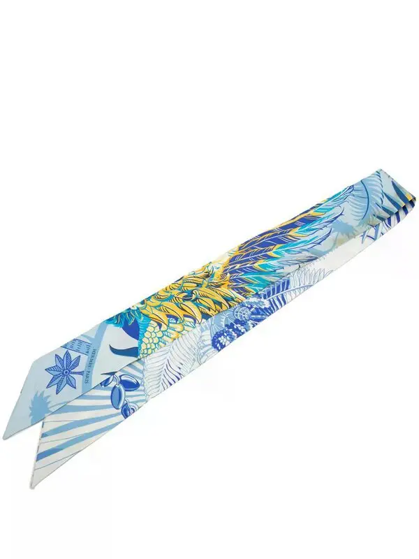 Hermès 2000-2026 Mythiques Phoenix Coloriage Silk Twilly Scarf Scarves - Blue