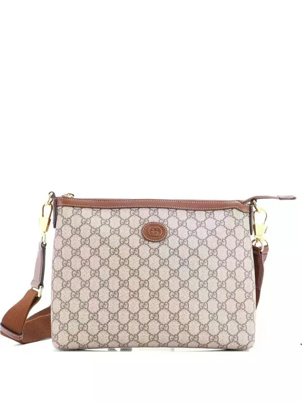 Gucci Interlocking G Patch Wristlet Messenger Bag - Brown