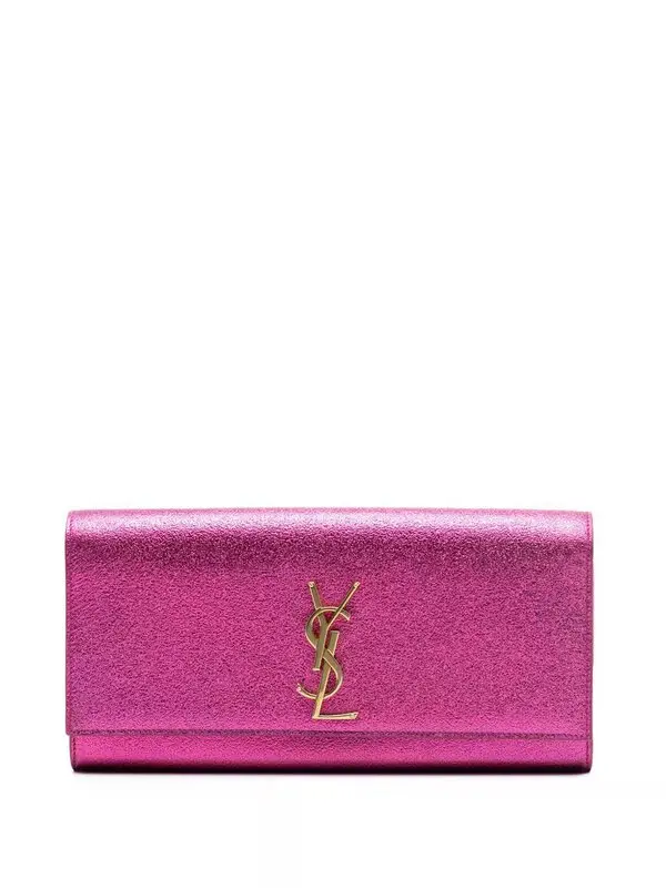 Saint Laurent 2014 Metallic Calfskin Monogram Kate Clutch - Pink