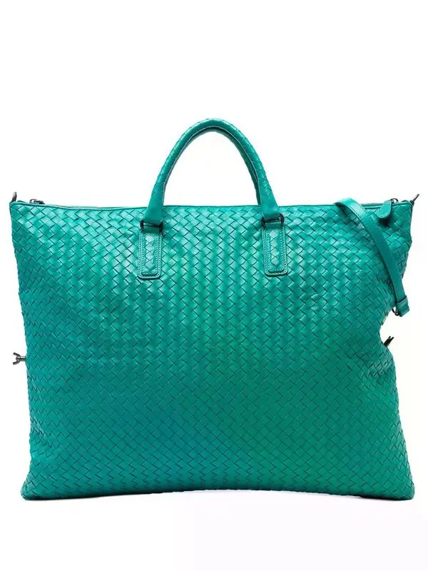 Bottega Veneta 2010 Maxi Nappa Intrecciato Convertible Tote Travel Bag - Blue
