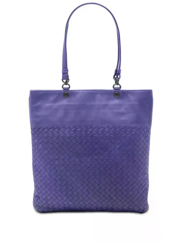Bottega Veneta 2009 Nappa Intrecciato Flat Tote Bag - Purple
