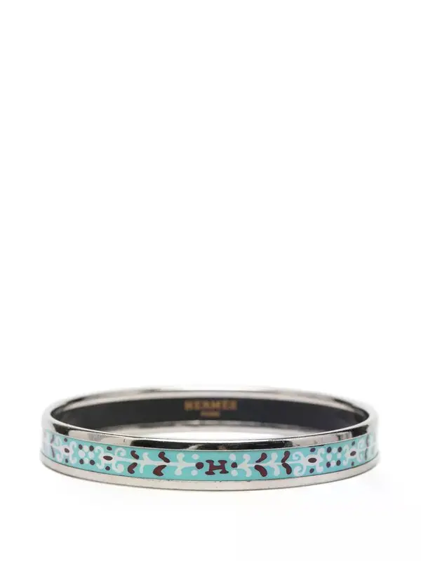 Hermès 2000-2025 Narrow Flower Petal Enamel Bangle 62 Costume Bracelet - Blue