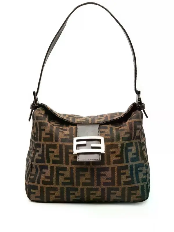 Fendi 2000-2010 Zucca Canvas Double Flap Shoulder Bag - Brown