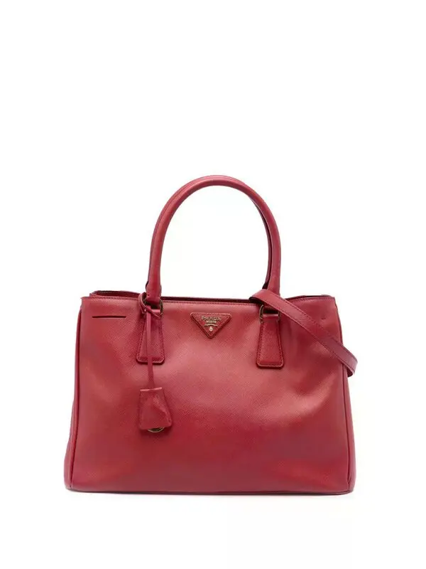 Prada 2010-2025 Medium Saffiano Lux Galleria Satchel - Red