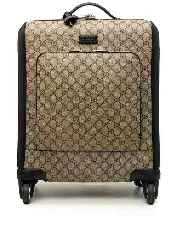 Gucci Gg Supreme Carry On Rolling Suitcase - Black