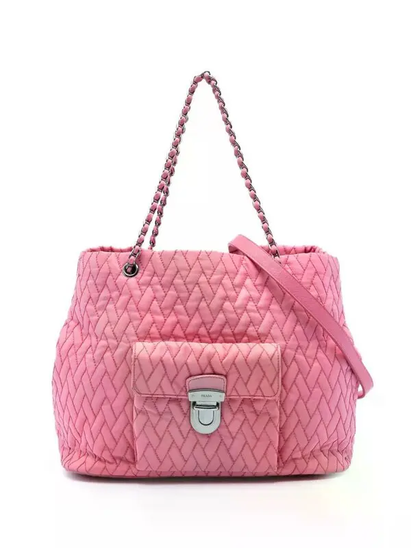 Prada Impuntu Tessuto Chain Tote Satchel - Pink
