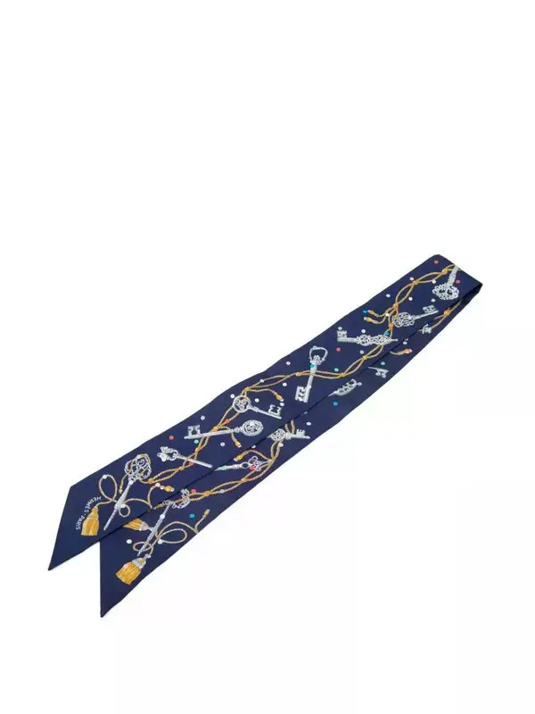 Hermès 2000-2026 Les Cles A Pois Silk Twilly Scarf Scarves - Blue