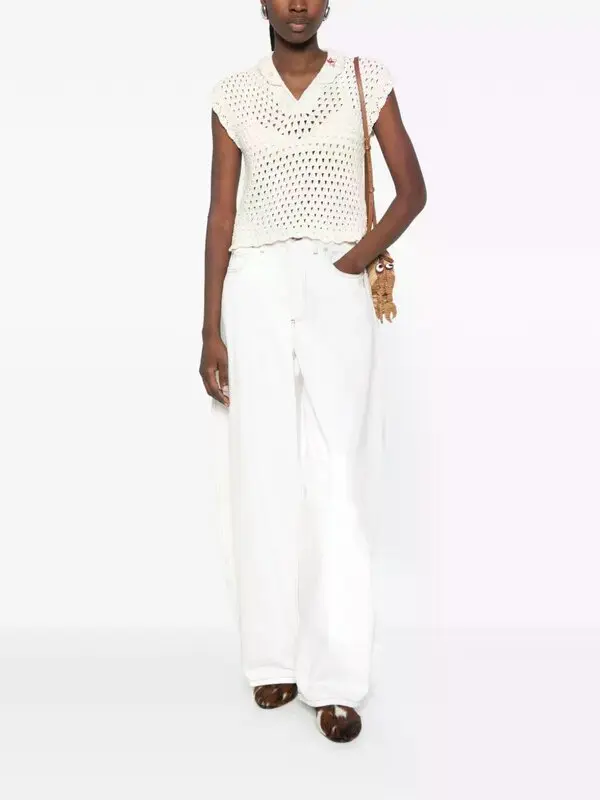 FORTE_FORTE Bead-appliqué Crochet Top