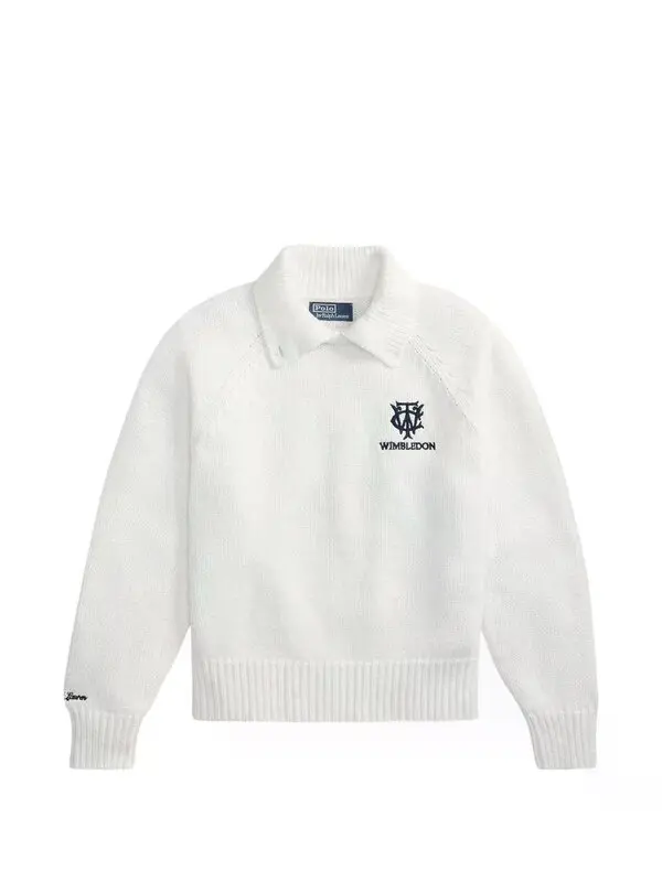 Polo Ralph Lauren Embroidered Polo-collar Sweater - White