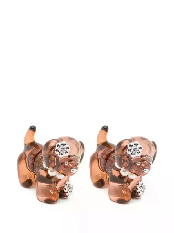 YVMIN Dog-shape Embellished Earrings - Brown