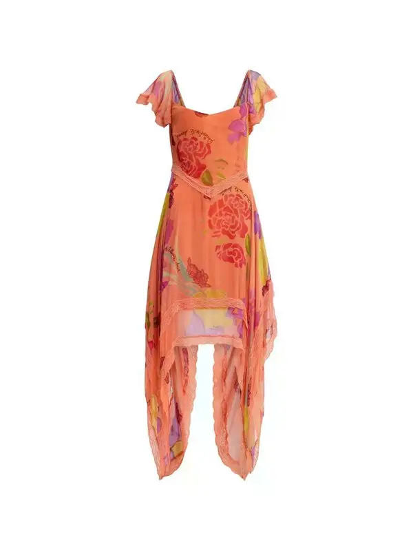 DONDE ESTEBAN Guava Flores Mini Dress - Orange