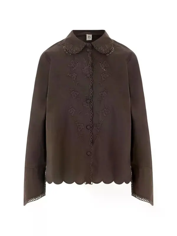THE GARMENT Scalloped Embroidered Shirt - Brown