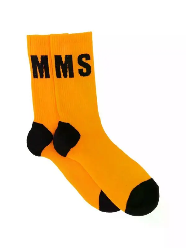 MSGM Embroidered Logo Crew Socks - Orange