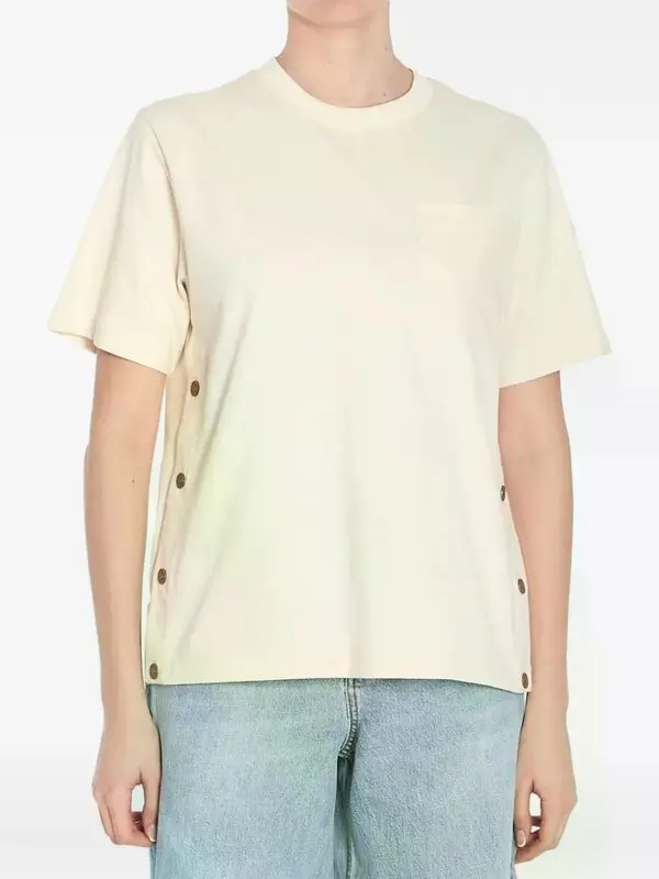 Moncler Button-embellished T-shirt - Neutrals
