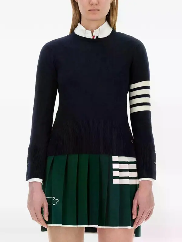 Thom Browne Stripes Cashmere Sweater - Blue