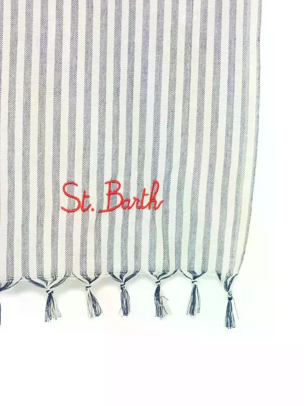 MC2 SAINT BARTH Striped Tasselled Beach Towel - Neutrals