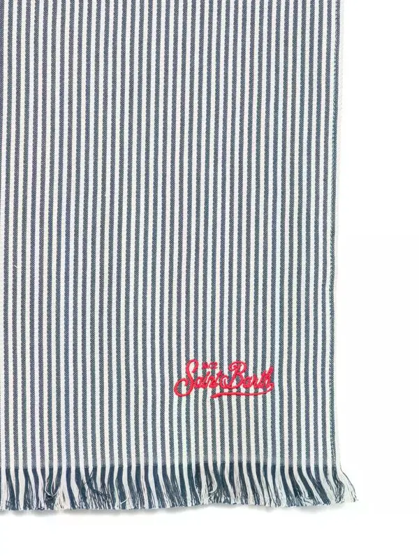 MC2 SAINT BARTH Foutas Seersucker Stripe-pattern Embroidered Beach Towel