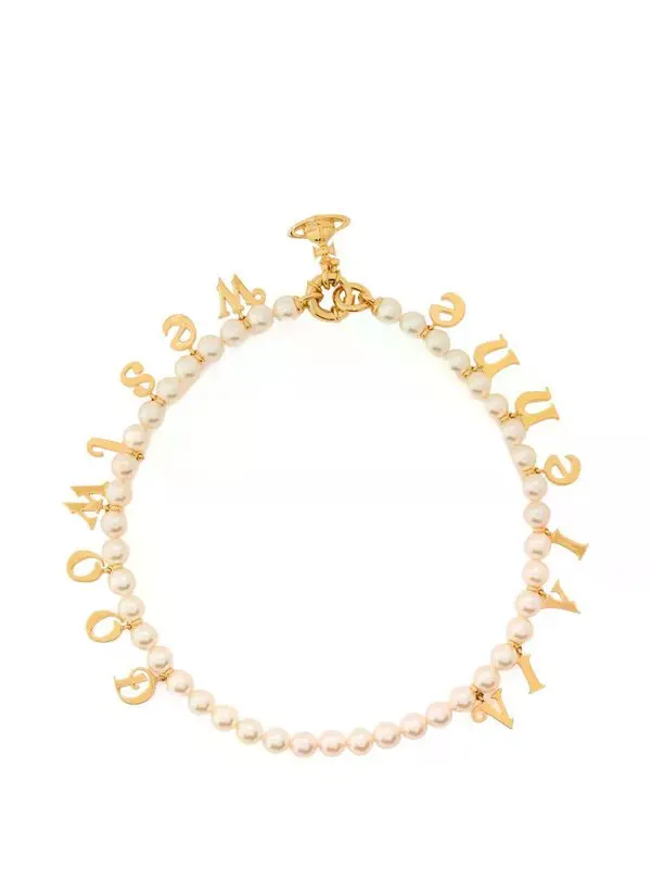 VIVIENNE WESTWOOD Leanne Pearl Letter Necklace - Gold
