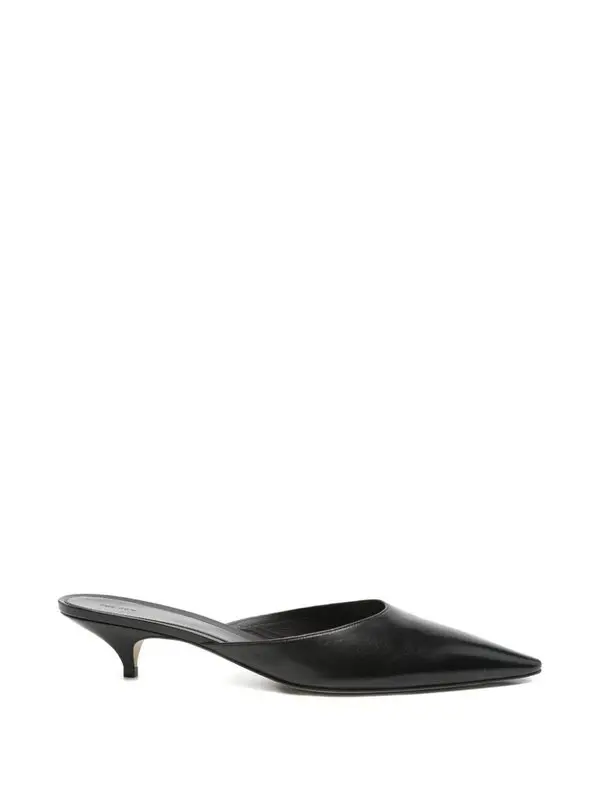 THE ROW Liisa Kitten Mules - Black