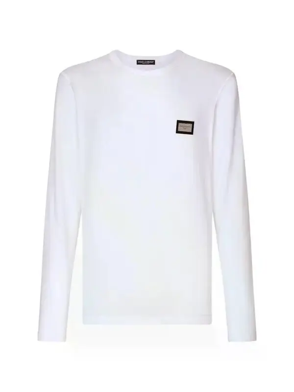Dolce & Gabbana Long-sleeved T-shirt With Logo Tag - White