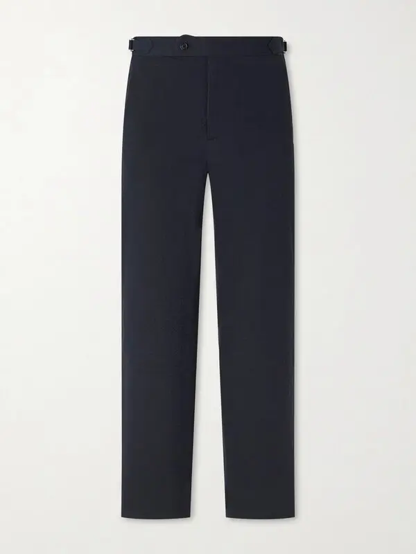 BODE Straight-leg Cotton-blend Seersucker Trousers - Blue