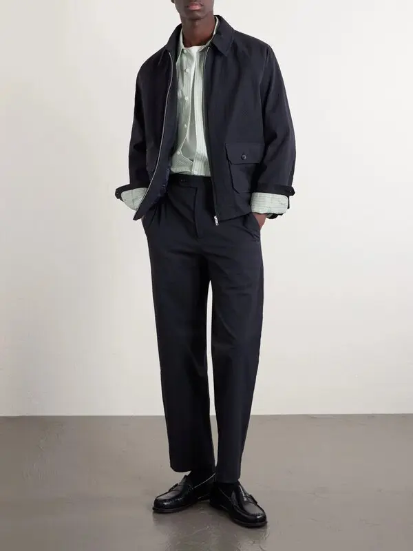 BODE Straight-leg Cotton-blend Seersucker Trousers