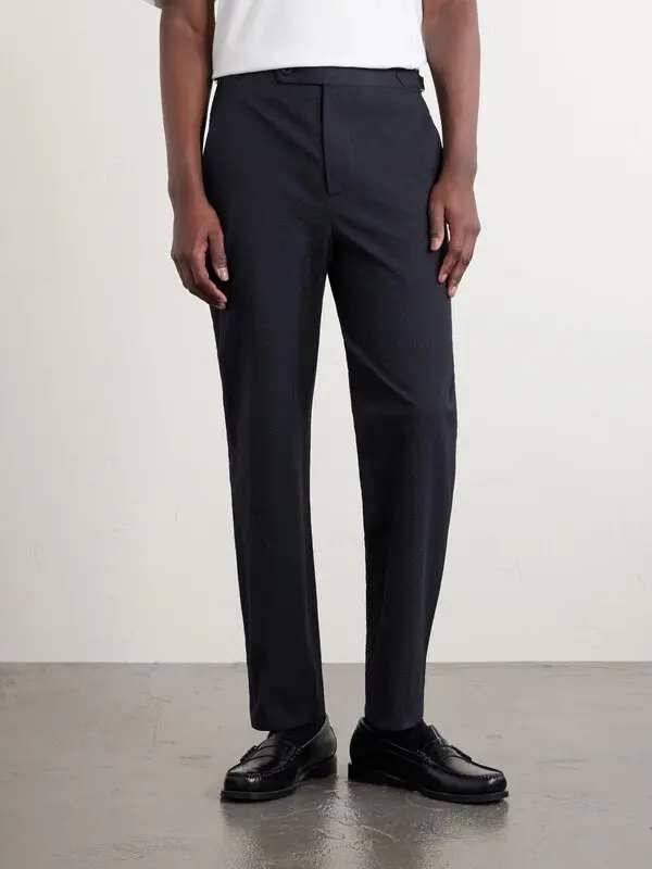 BODE Straight-leg Cotton-blend Seersucker Trousers