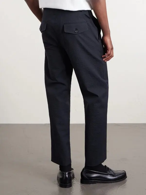 BODE Straight-leg Cotton-blend Seersucker Trousers