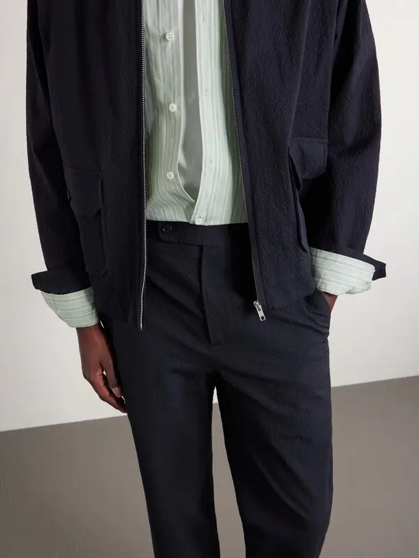 BODE Straight-leg Cotton-blend Seersucker Trousers
