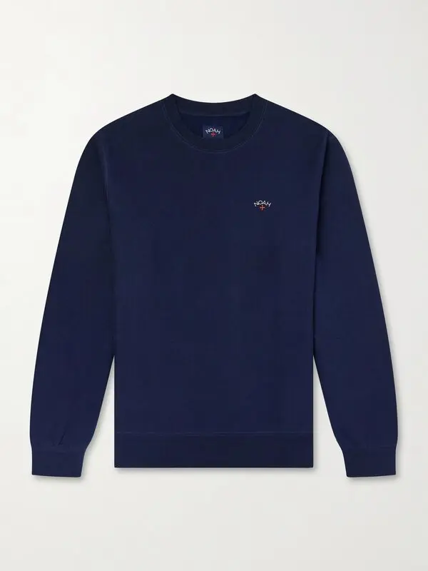 NOAH Logo-embroidered Cotton-jersey Sweatshirt - Blue