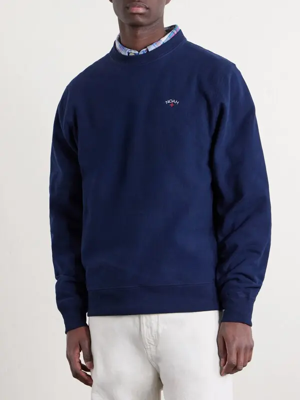 NOAH Logo-embroidered Cotton-jersey Sweatshirt - Blue